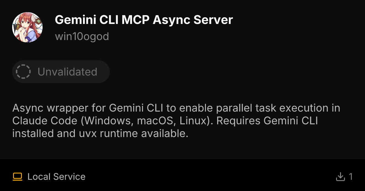 Gemini CLI MCP Async Server | MCP Se... · LobeHub