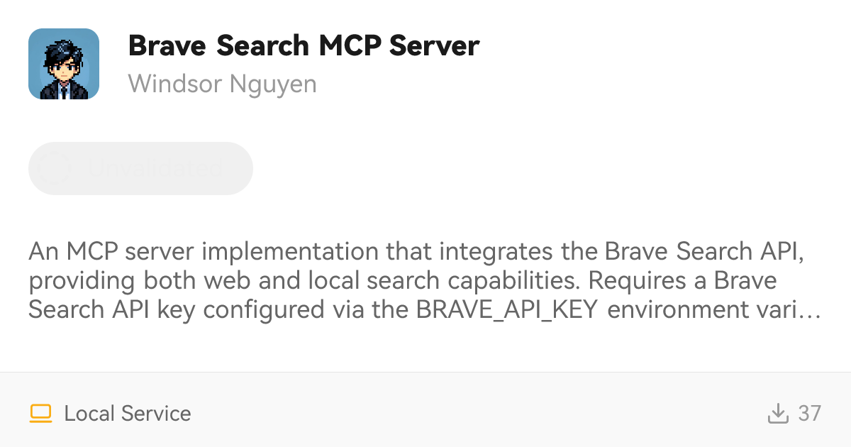 Brave Search MCP Server | MCP Servers · LobeHub