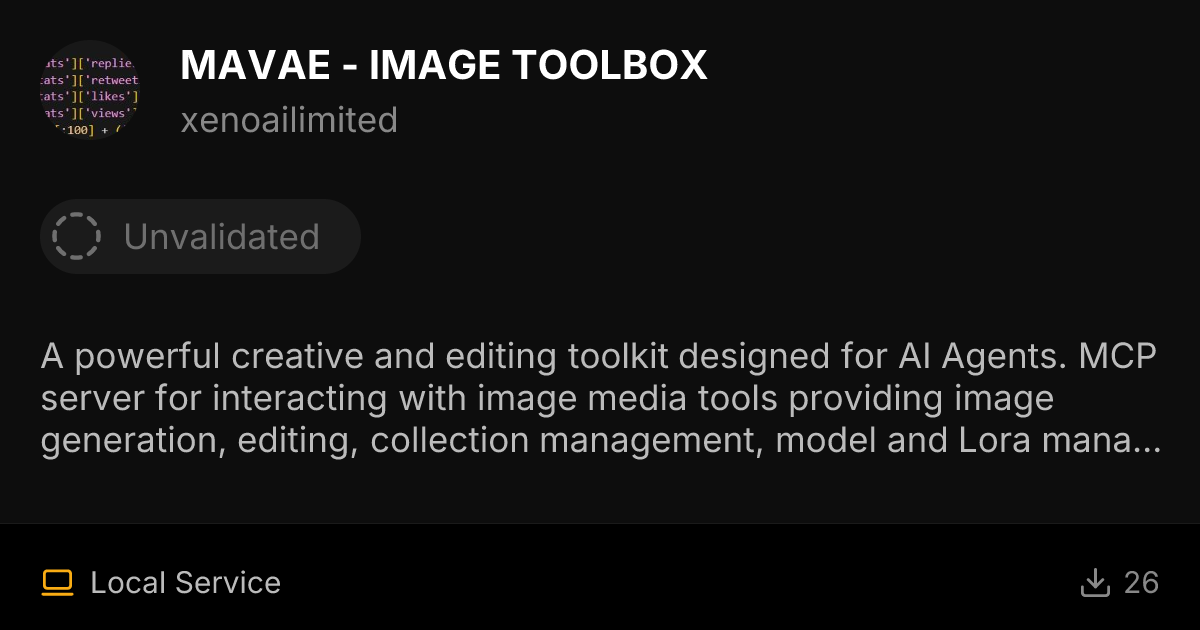 MAVAE - IMAGE TOOLBOX | MCP Servers · LobeHub