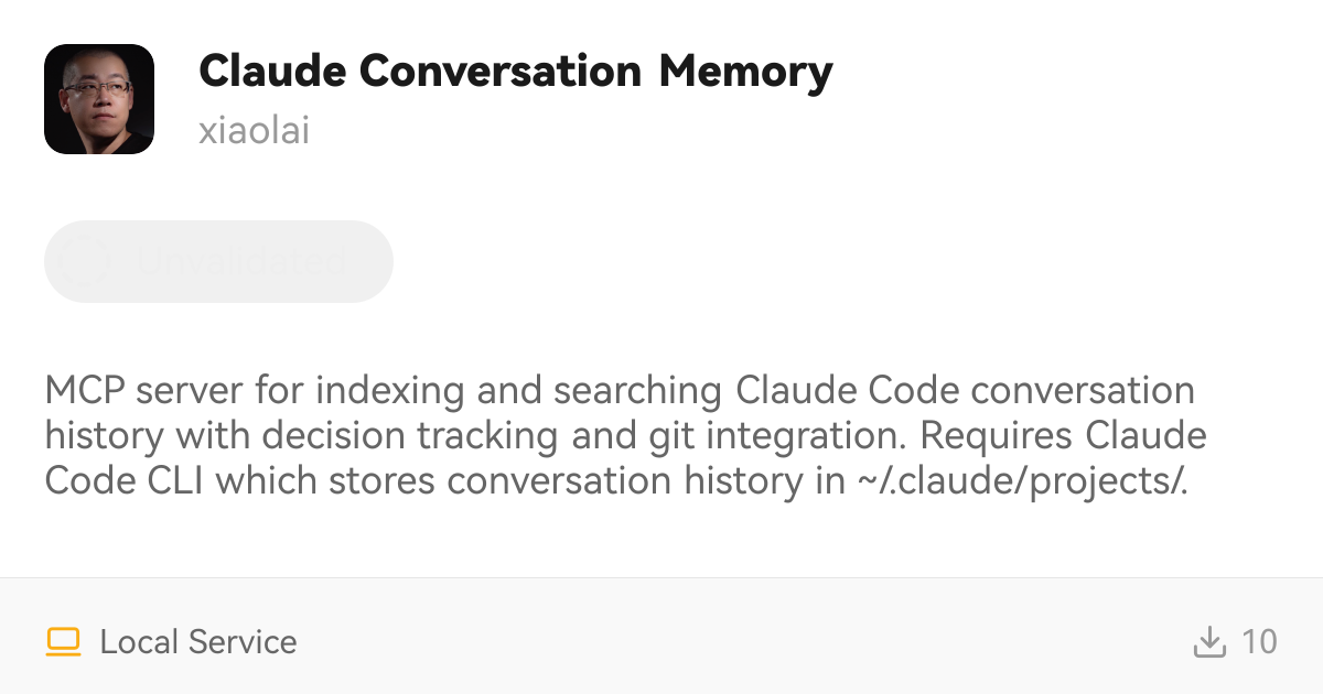 Claude 对话记忆 | MCP Servers · LobeHub