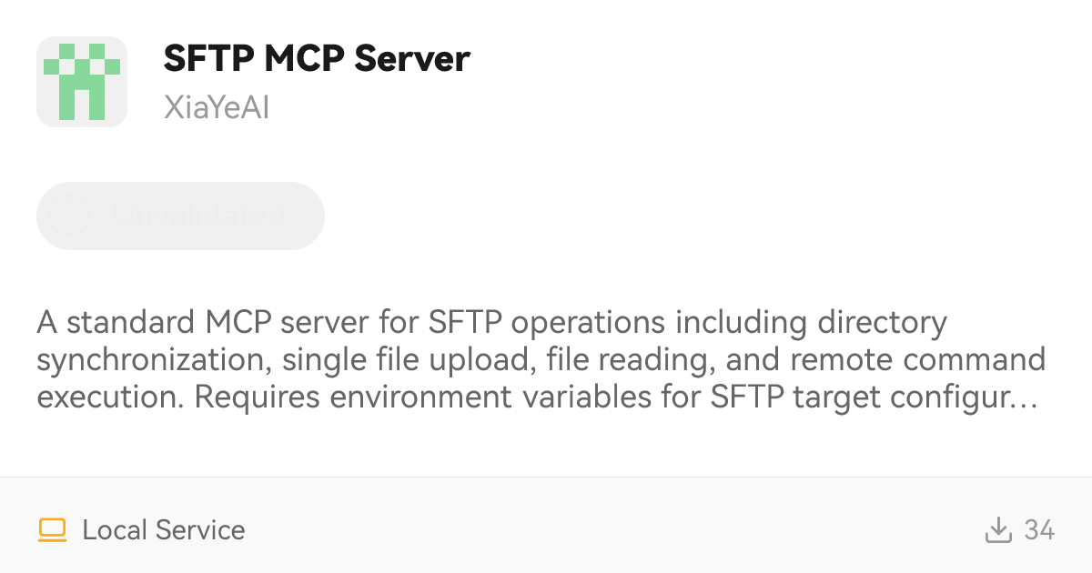 SFTP MCP Server | MCP Servers · LobeHub
