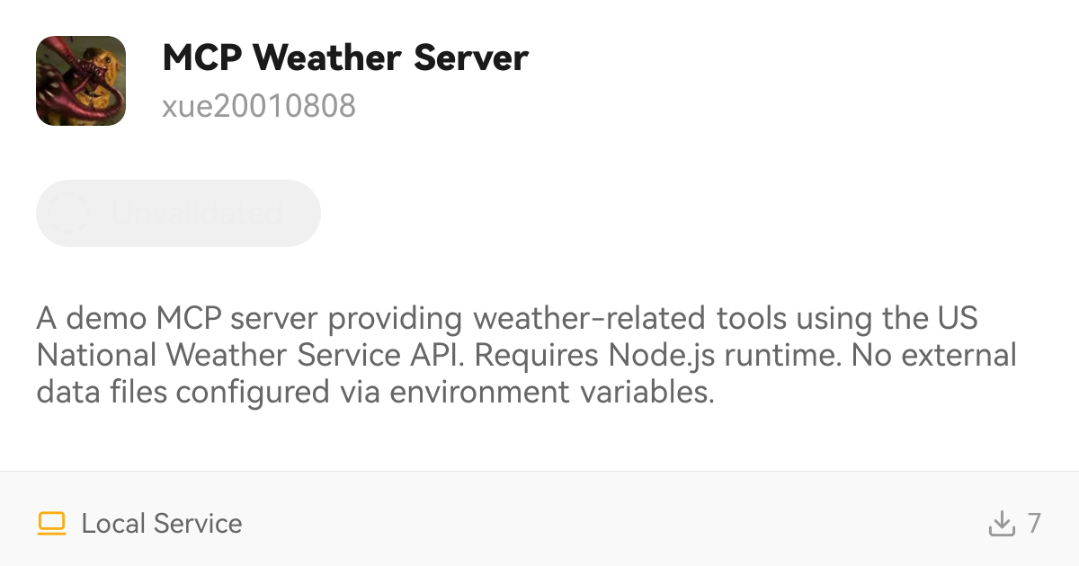 MCP Weather Server | MCP Servers · LobeHub