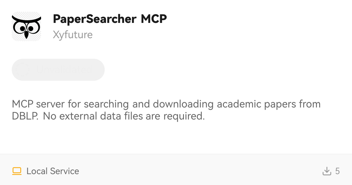 PaperSearcher MCP | MCP Servers · LobeHub