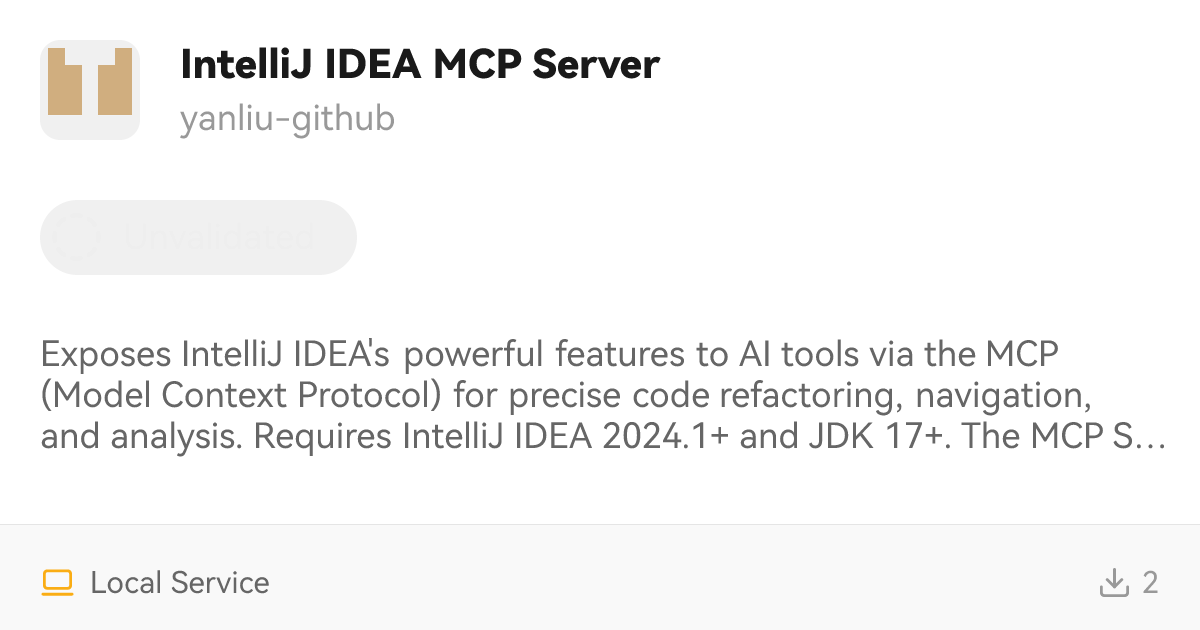 IntelliJ IDEA MCP 服务器 | MCP Servers · LobeHub