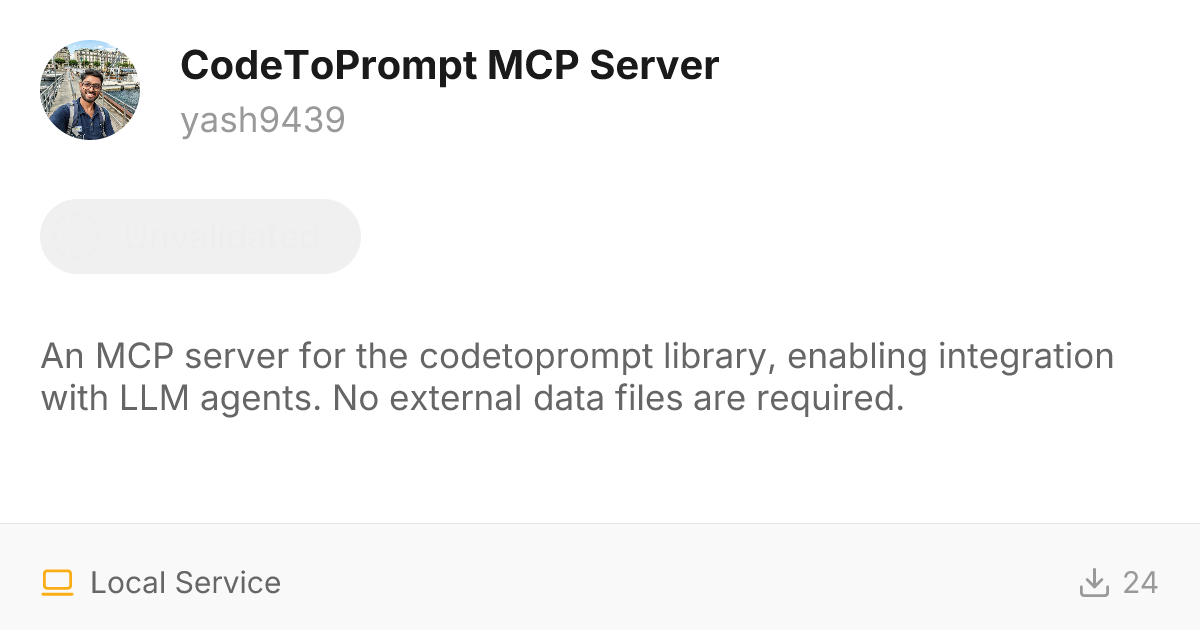 CodeToPrompt MCP Server | MCP Servers · LobeHub