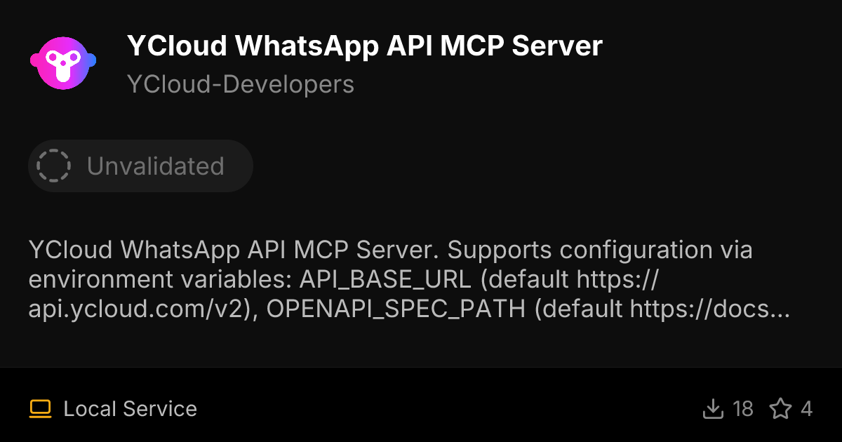 YCloud WhatsApp API MCP Server | MCP... · LobeHub