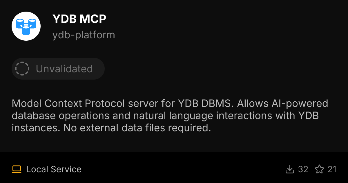 YDB MCP | MCP Servers · LobeHub