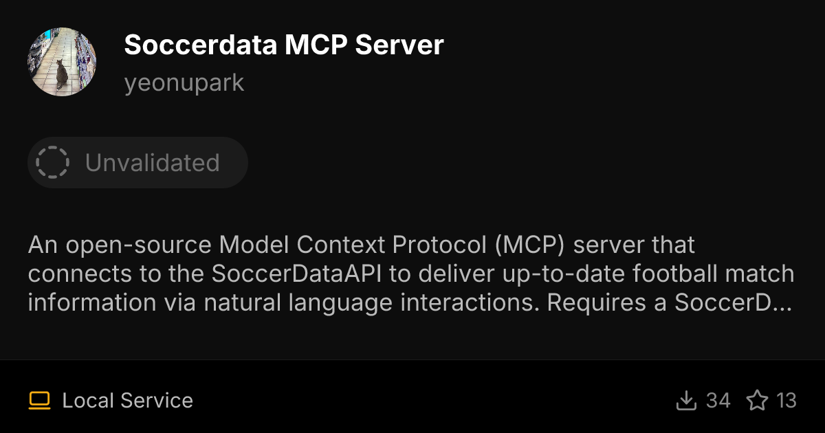 Servidor MCP Soccerdata | MCP Servers · LobeHub