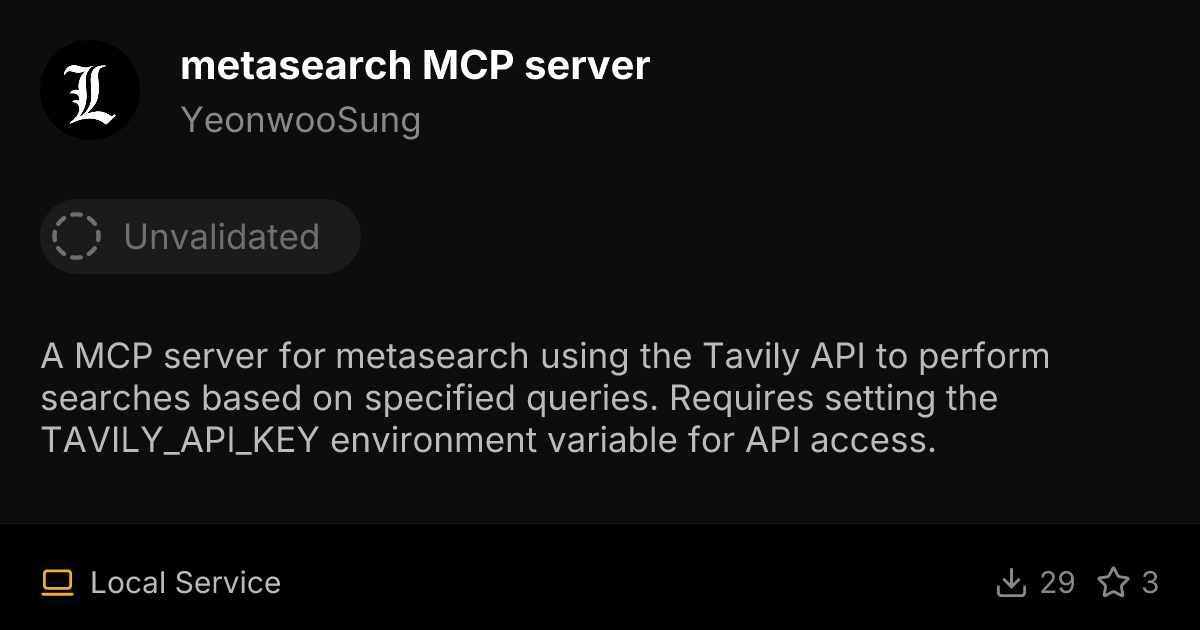 metasearch MCP server | MCP Servers · LobeHub
