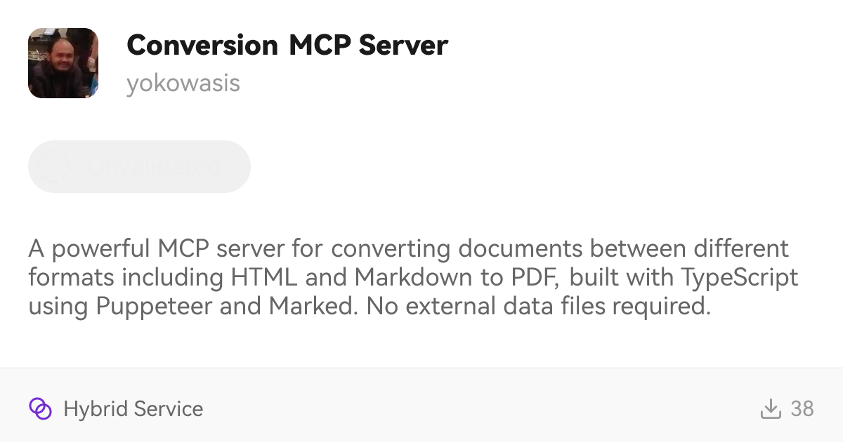 Conversion MCP Server | MCP Servers · LobeHub