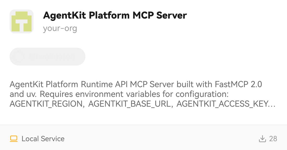 AgentKit Platform MCP Server | MCP S... · LobeHub