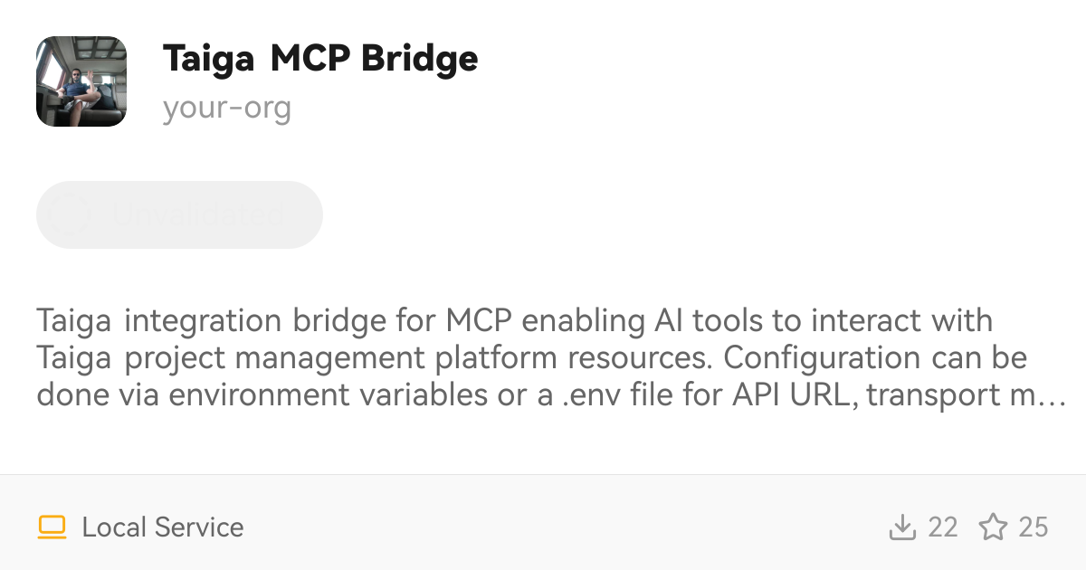 Taiga MCP Bridge | MCP Servers · LobeHub