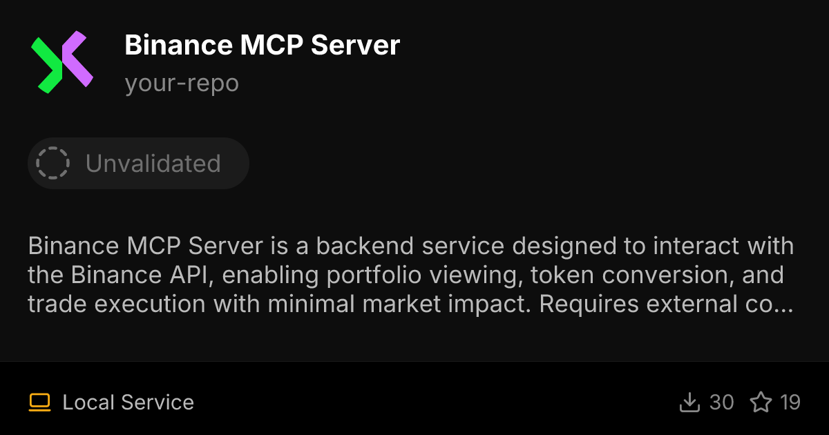 Binance MCP Server | MCP Servers · LobeHub