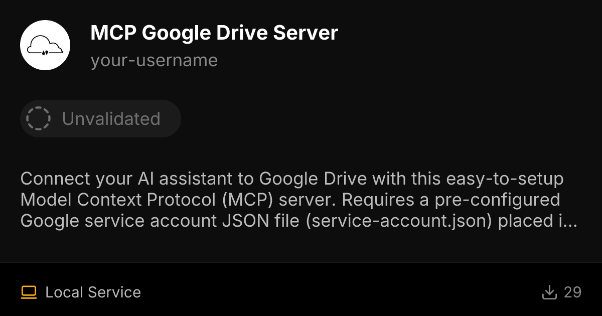 MCP Google Drive Server | MCP Servers · LobeHub