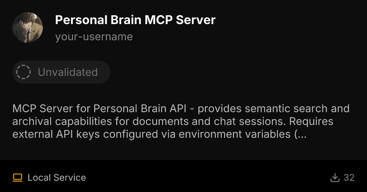 Personal Brain MCP Server | MCP Servers · LobeHub