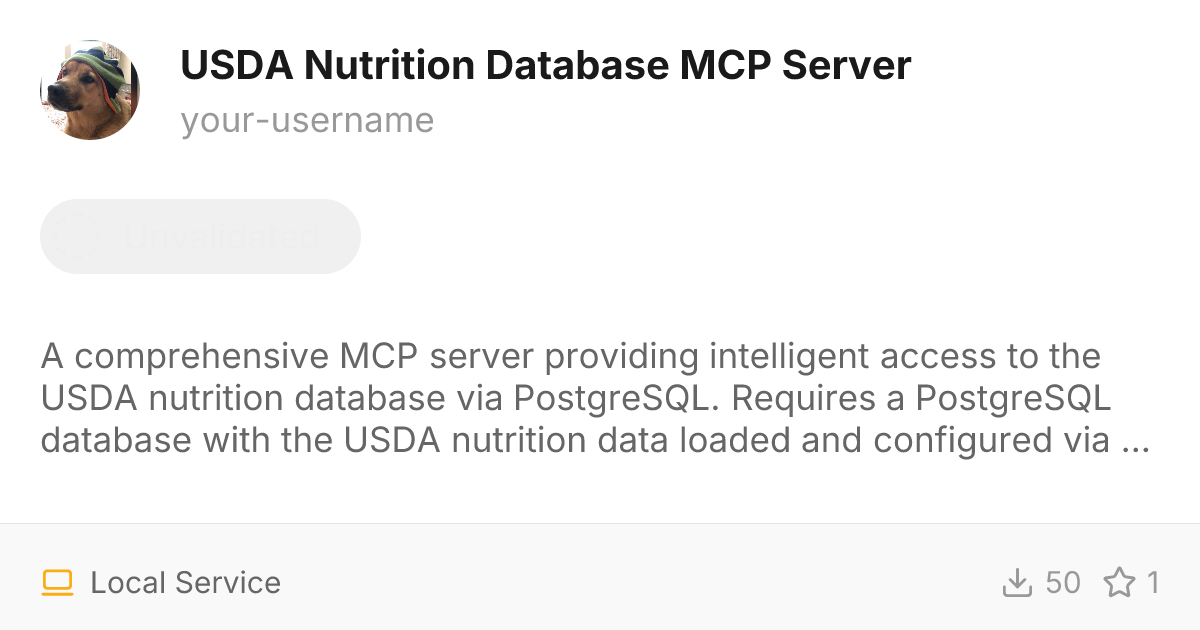 USDA Nutrition Database MCP Server |... · LobeHub