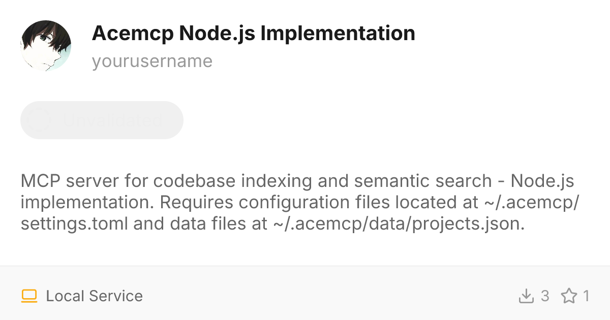 Acemcp Node.js Implementation | MCP ... · LobeHub