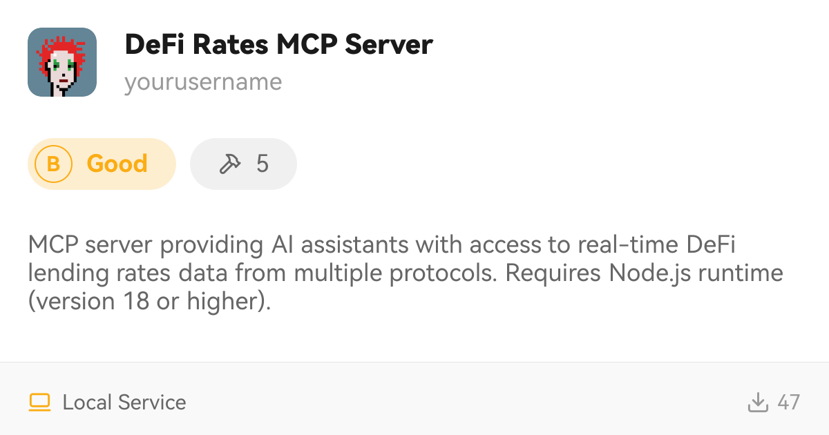 DeFi Rates MCP Server | MCP Servers · LobeHub