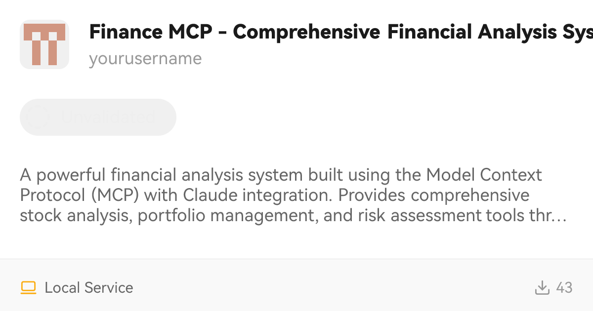 Finance MCP - 综合金融分析系统 | MCP Servers · LobeHub