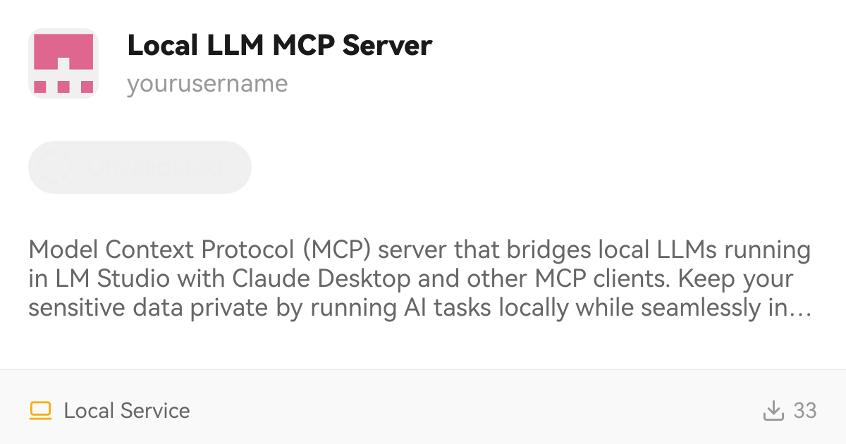 Local LLM MCP Server | MCP Servers · LobeHub