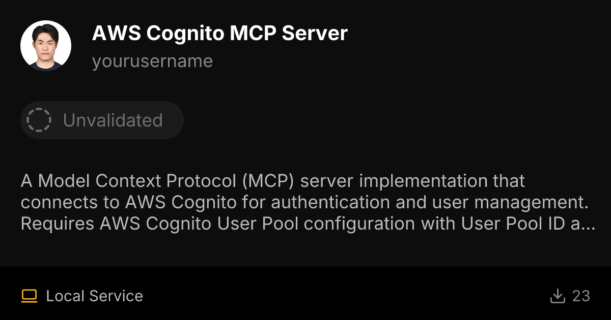 AWS Cognito MCP Server | MCP Servers · LobeHub