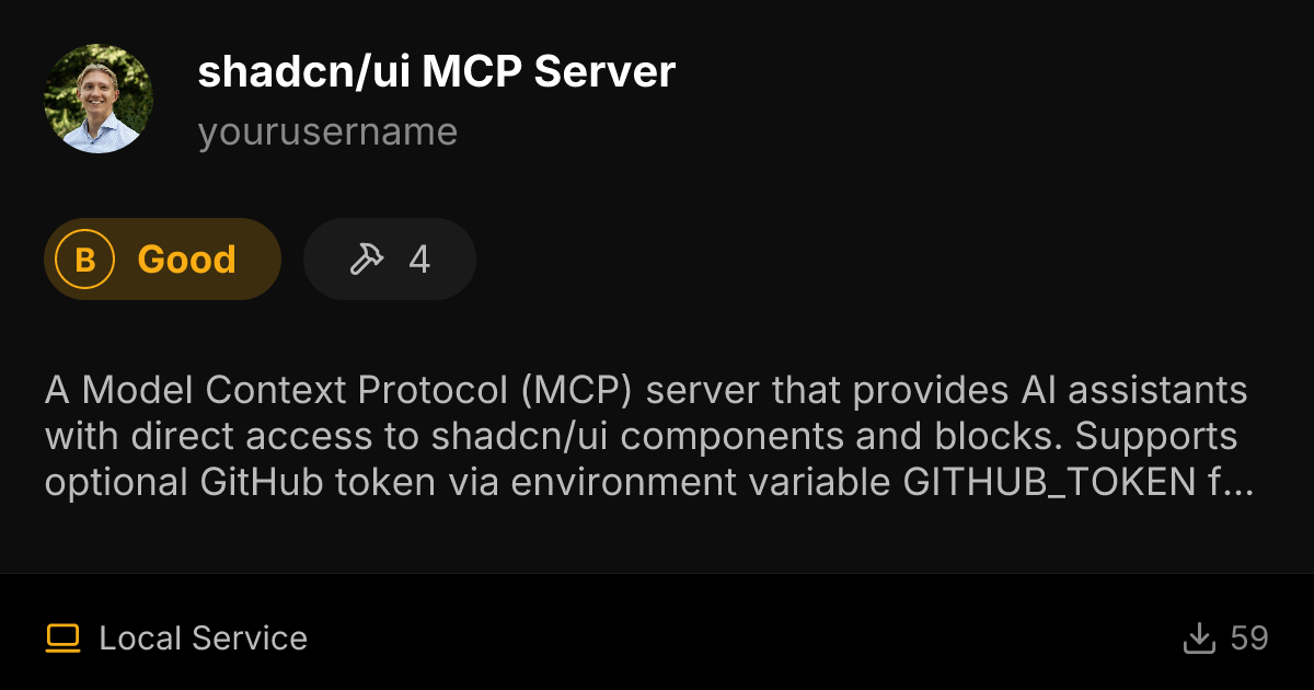 shadcn/ui MCP Server | MCP Servers · LobeHub