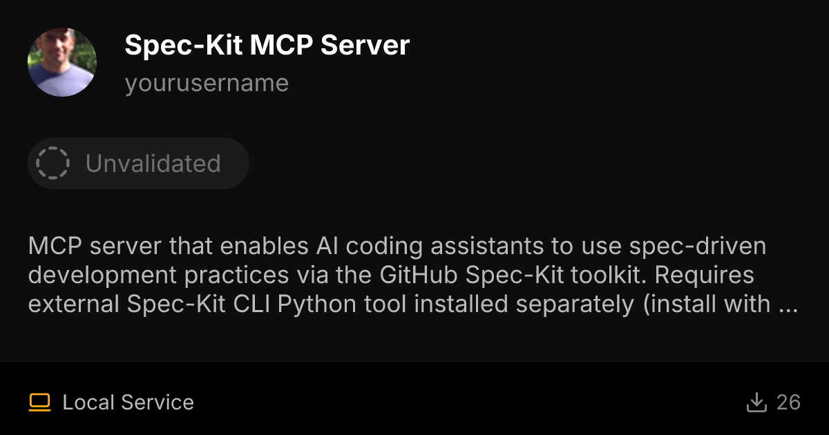 Spec-Kit MCP 伺服器 | MCP Servers · LobeHub