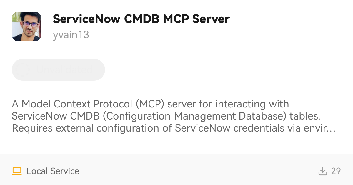 ServiceNow CMDB MCP 服务器 | MCP Servers · LobeHub