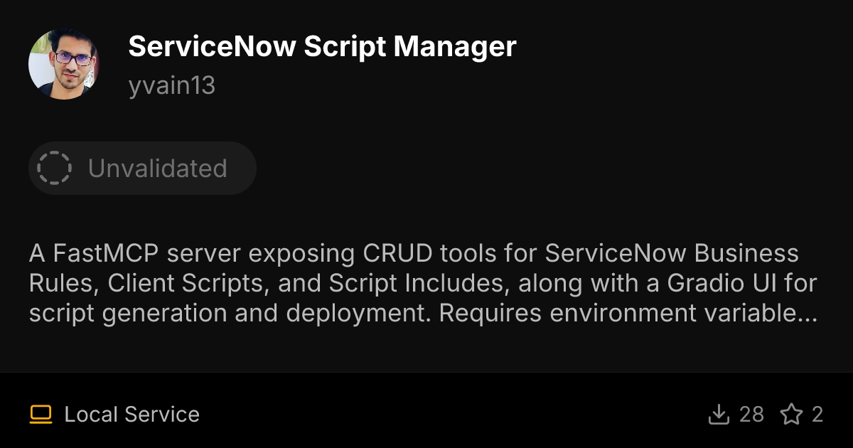 ServiceNow Script Manager | MCP Servers · LobeHub