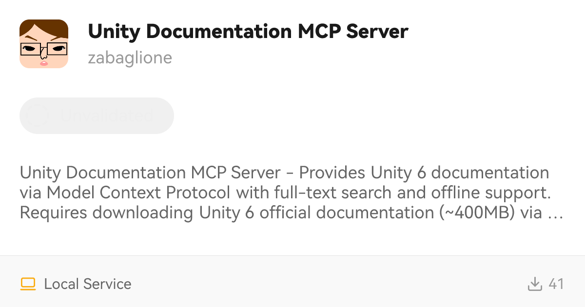 Unity 文档 MCP 服务器 | MCP Servers · LobeHub