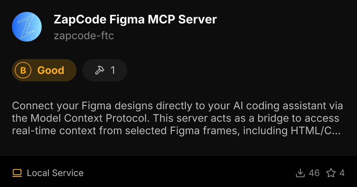 ZapCode Figma MCP Server | MCP Servers · LobeHub