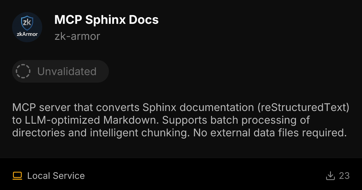 MCP Sphinx Docs | MCP Servers · LobeHub
