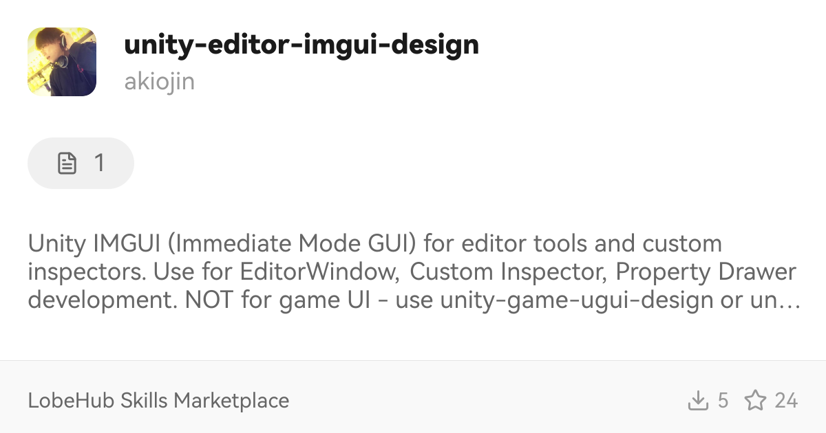 unity-editor-imgui-design | Skills M... · LobeHub
