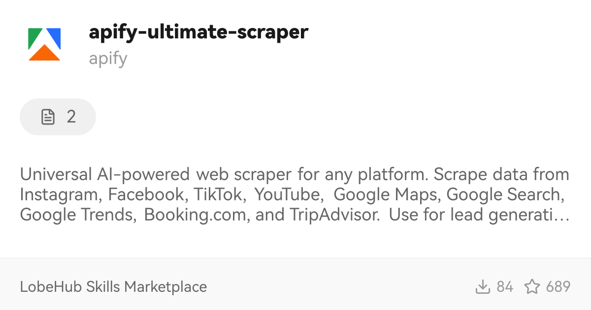 apify-ultimate-scraper | Skills Mark... · LobeHub