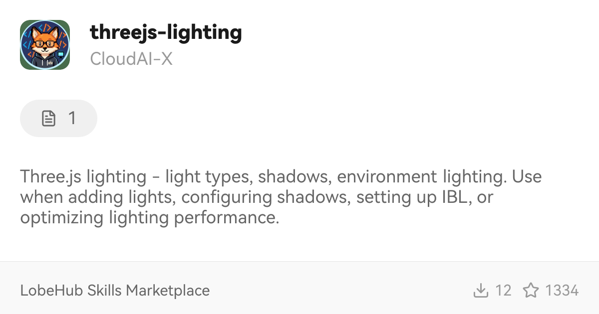 threejs-lighting | Skills Marketplace · LobeHub