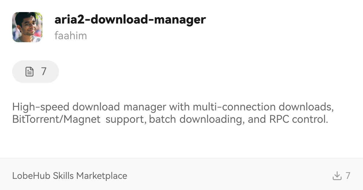 aria2-download-manager | Skills Mark... · LobeHub