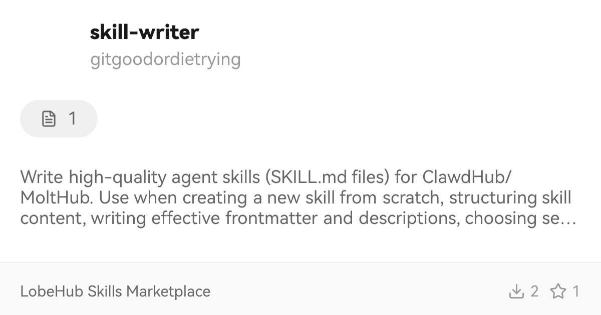 skill-writer | Skills Marketplace · LobeHub