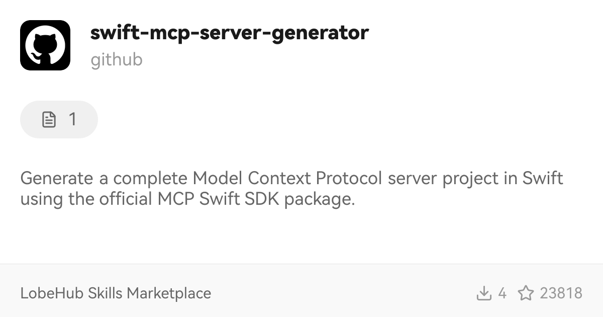 swift-mcp-server-generator | Skills ... · LobeHub