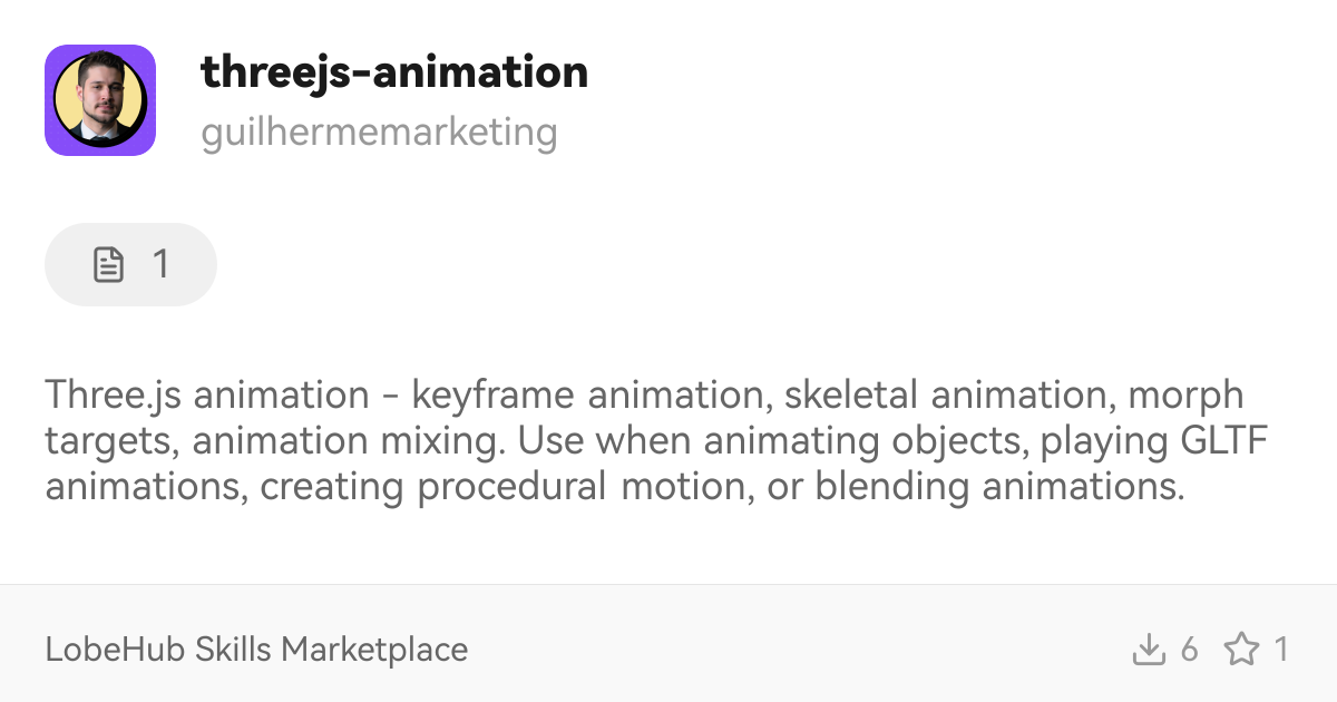 threejs-animation | Skills Marketplace · LobeHub