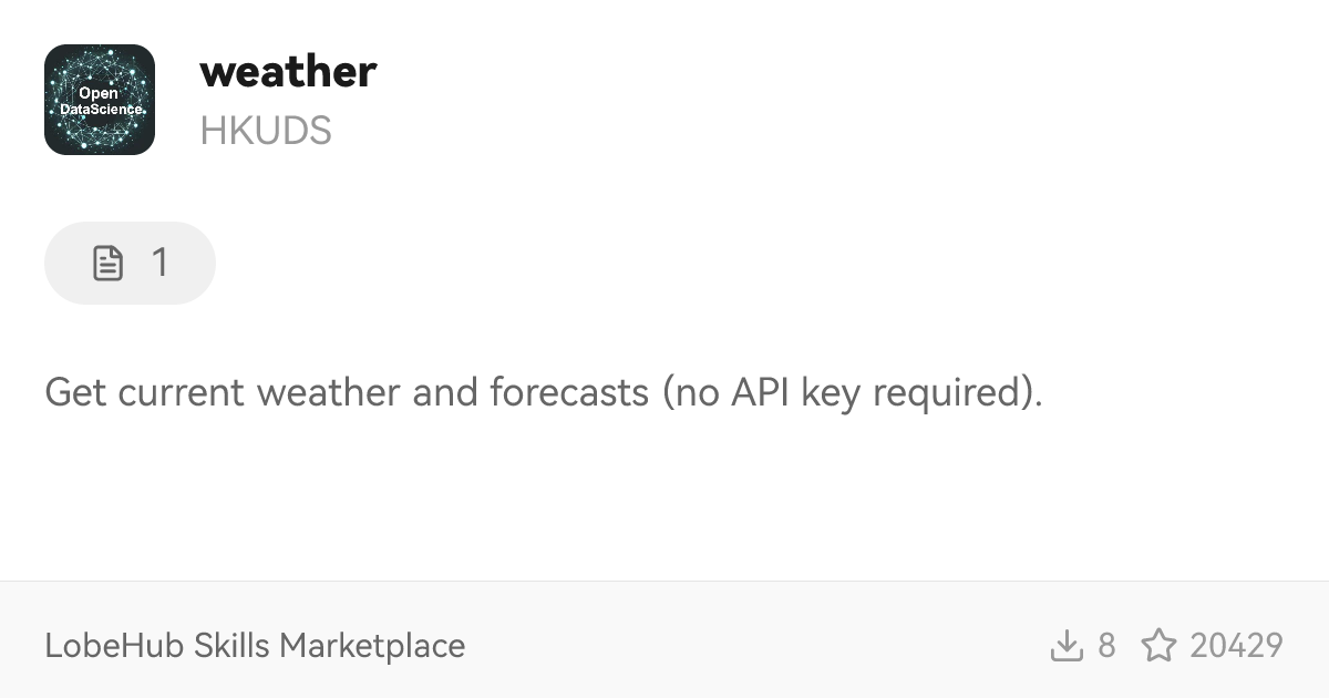 weather | Skills Marketplace · LobeHub