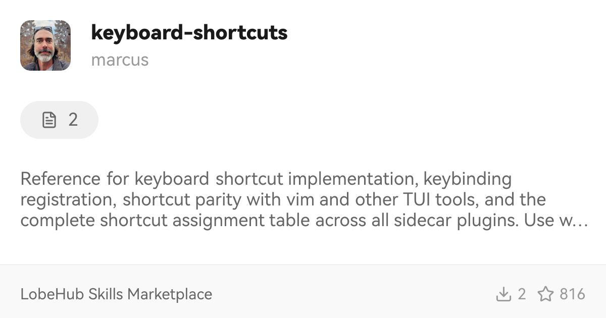 keyboard-shortcuts | Skills Marketplace · LobeHub