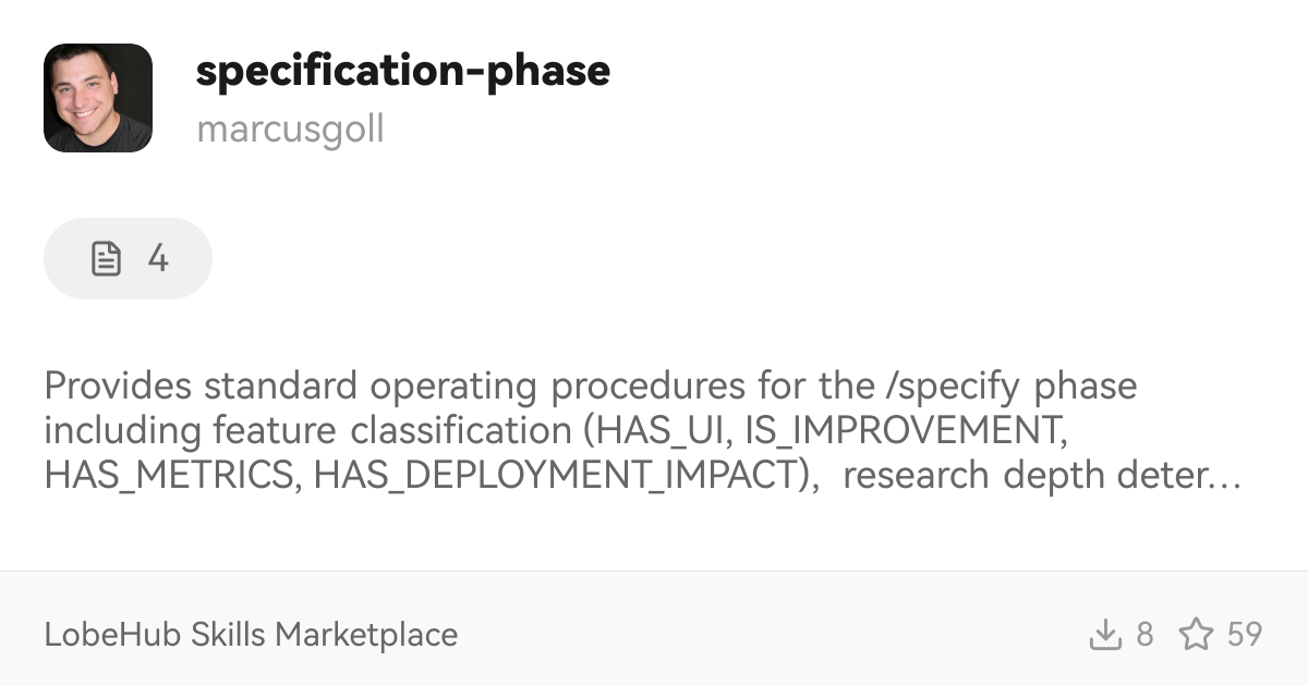 specification-phase | Skills Marketp... · LobeHub