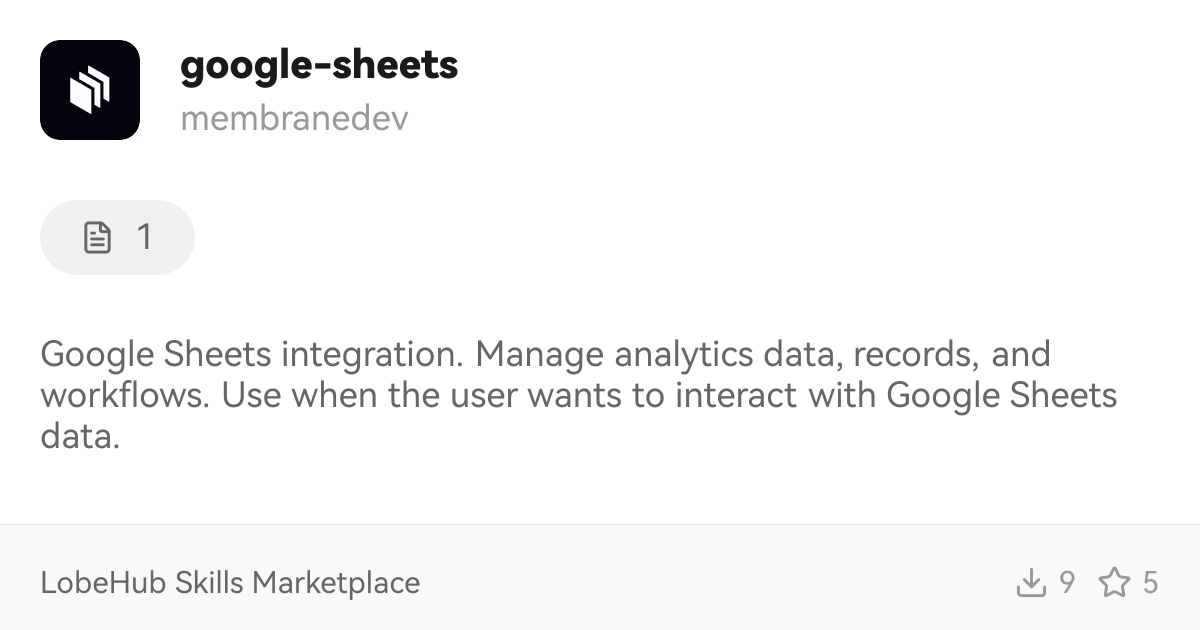 google-sheets | Skills Marketplace · LobeHub