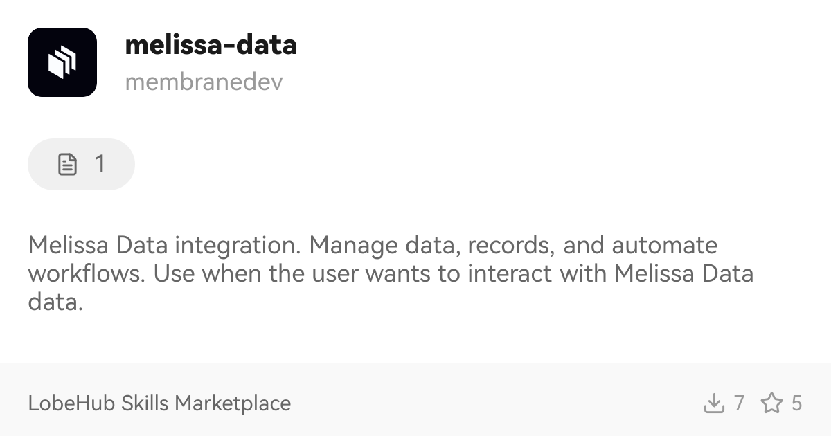 melissa-data | Skills Marketplace · LobeHub