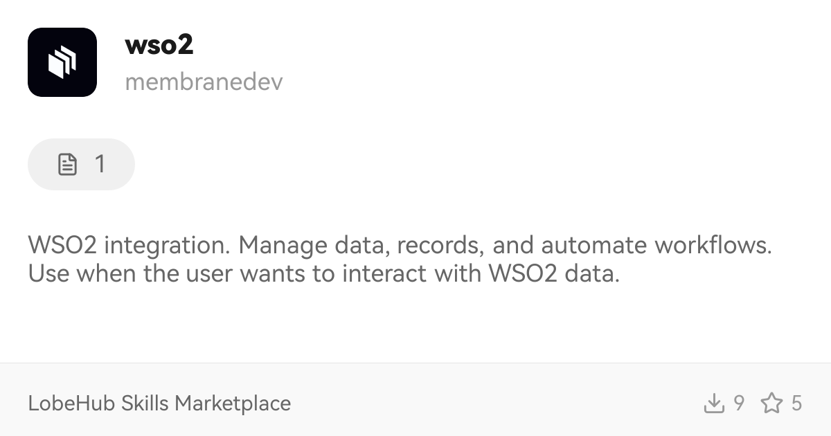 wso2 | Skills Marketplace · LobeHub