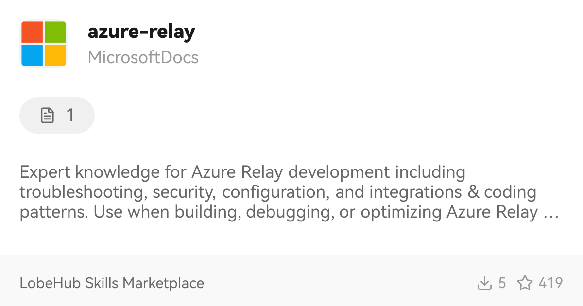 azure-relay | Skills Marketplace · LobeHub