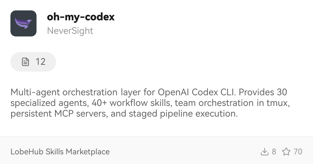 oh-my-codex | Skills Marketplace · LobeHub