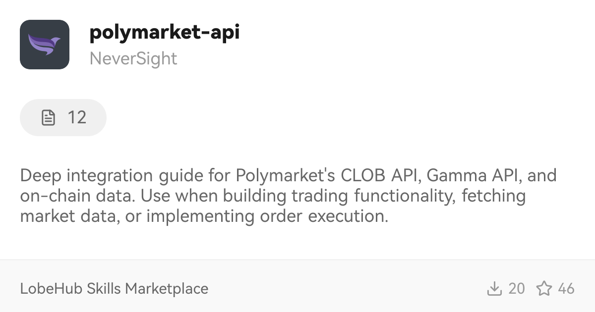 polymarket-api | Skills Marketplace · LobeHub