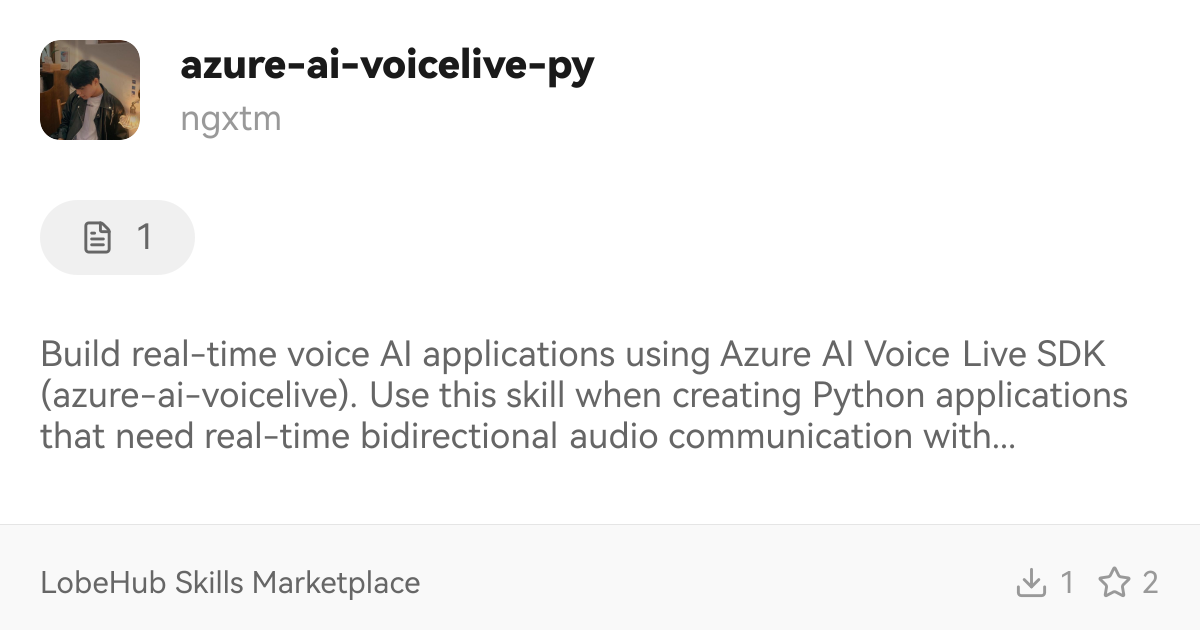 azure-ai-voicelive-py | Skills Marke... · LobeHub
