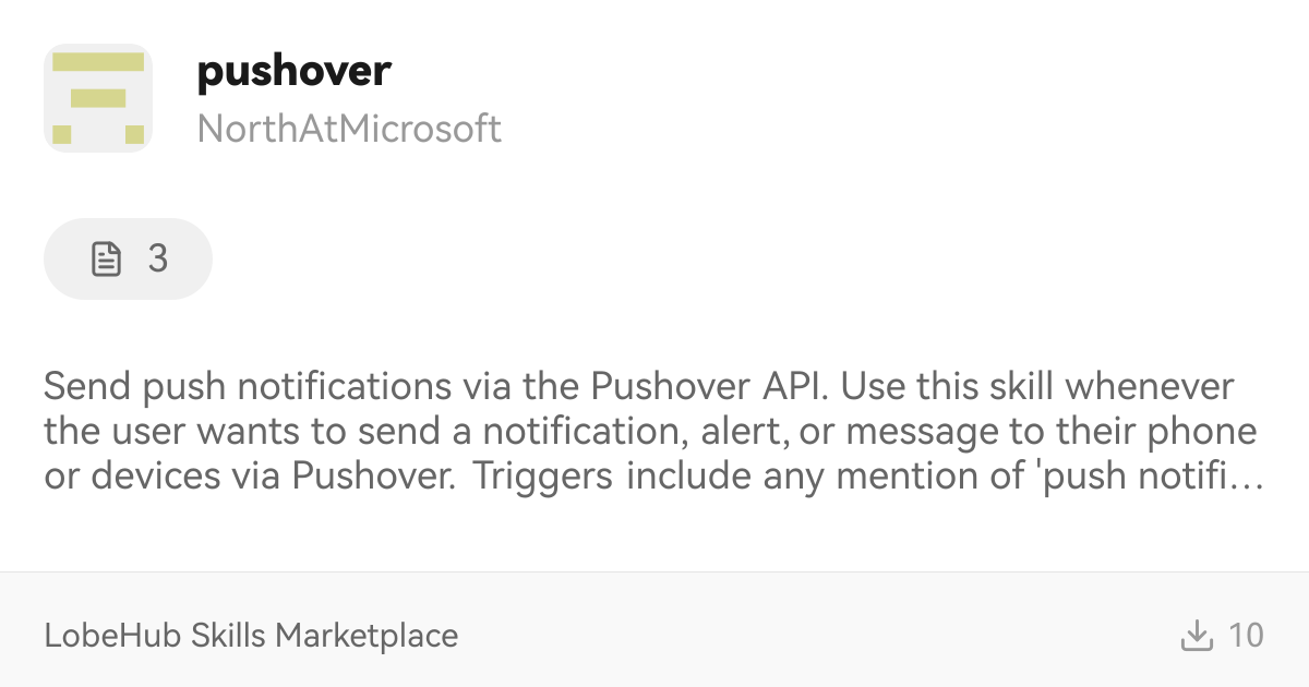 pushover | Skills Marketplace · LobeHub
